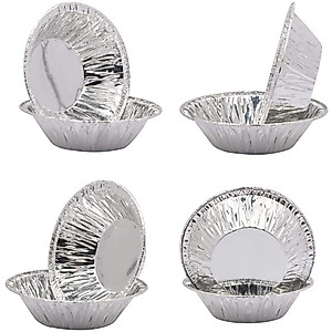 SECALIFE 100 PCS Foil Trays Muffin Cases Disposable Aluminum Foil Cups Round Mini Egg Tart Cases Mold for Cake Tarts Cupcakes, Foil Pudding Dishes Basins Pancake Bun Cases Tin Pie Trays for Baking