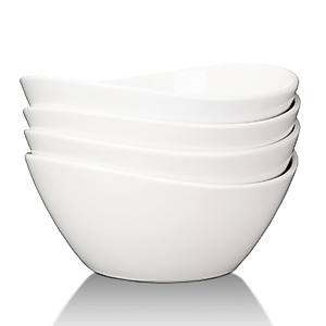 Cibeat 42 Ounce Porcelain Bowls Set of 4 Pack Premium White Ceramic Bowls for Cereal, Soup, Salad, Pasta, Prep, Rice, Ice cream, Microwave & Dishwasher Safe…