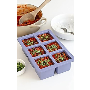 W&P Cup Cubes Silicone Freezer Tray with Lid, Blue, Makes 6 Perfect 1-Cup Portions, Freeze & Store Soup, Broth, Sauce, Leftovers, Dishwasher Safe