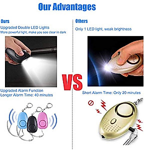 (Upgraded New Version) Safe Sound Personal Alarm, Rechargeable Emergency 130db Security Alarm Keychain Siren Song with 2 LED Lights, for Women, Men, Children, Elderly (3 Pack)
