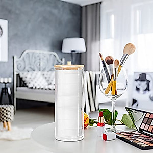 Storage Box, Cosmetic Cotton Pad Dispenser, Clear Makeup Cotton Swabs Holder Organizer Round Storage Bins with Cover for Daily Use