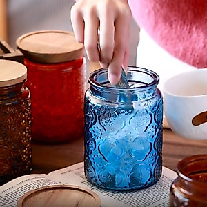 23.7 FL OZ Blue Glass Jars, 2 Pack Vintage Glass Kitchen Storage Counter Jar, Candy Jars with Lids, Blue Mason Jars Hold Coffee Beans, Tea, Cookie, Sugar, Bath Salts & More (Blue)
