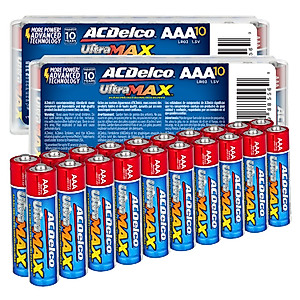 ACDelco 40-Count AA Batteries, Blue & ltraMAX 20-Count AAA Batteries, Alkaline Battery with Advanced Technology, 10-Year Shelf Life, Recloseable Packaging