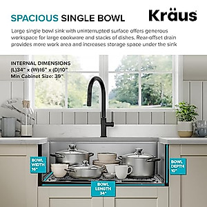 KRAUS Kore Workstation 36-inch Farmhouse Flat Apron Front 16 Gauge Single Bowl Stainless Steel Kitchen Sink with Integrated Ledge and Accessories (Pack of 5), KWF410-36