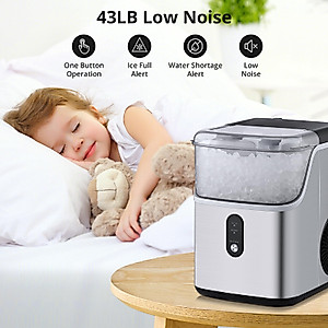 ACONEE Nugget Ice Maker Countertop Machine with Soft Chewable Ice, Crushed Ice Makers with Self-Cleaning, 36Lbs/24Hrs, One-Key Operation, Compact Ice Maker with Ice Scoop/Basket for Home/Kitchen/Bar