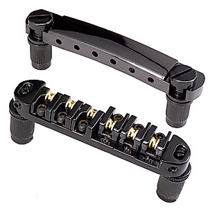 JD.Moon Roller Saddle Bridge ABR-1 Tune-o-matic Bridge Tailpiece Bridge For Les Paul Guitar (Black)