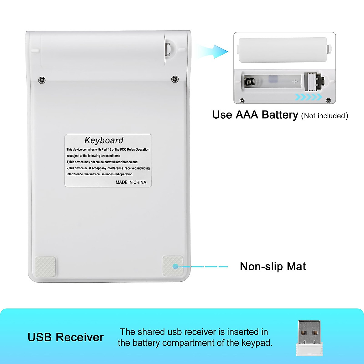 TRELC Wireless Numeric Keypad and Mouse Combo, Mini 2.4G 18 Keys Number Pad with Silent Mouse, Financial Accounting Data Entry Numpad Keyboard Extensions for Laptop, PC, Desktop, Notebook (White)