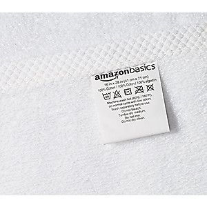 Amazon Basics 100% Cotton Quick-Dry Hand Towel, 8-Pack, White, 28" x 16"