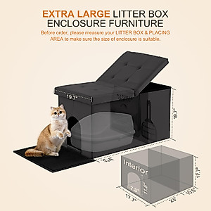 MEEXPAWS Cat Litter Box Enclosure Furniture Hidden Extra Large, Lift Design Lid Velvet Cat Washroom Bench Storage Cabinet | 35.4x19.7x19.7 in | Dog Proof|Urine Proof Inside|Quick Assembly| Easy Clean