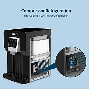 VECYS Countertop Cold Water Cooler with Ice Supply, 18LB Daily Ice Production and Bottleless Direct line Water Cooler for RV and Home Use