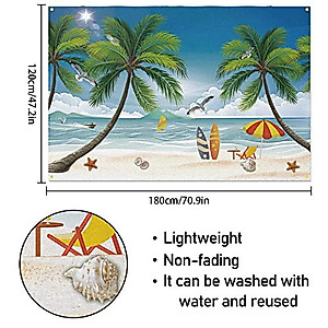 PAKBOOM Beach Scene Backdrop Banner - Hawaiian Summer Theme Birthday Party Decorations Photo Booth Supplies - 3.9 x 5.9ft