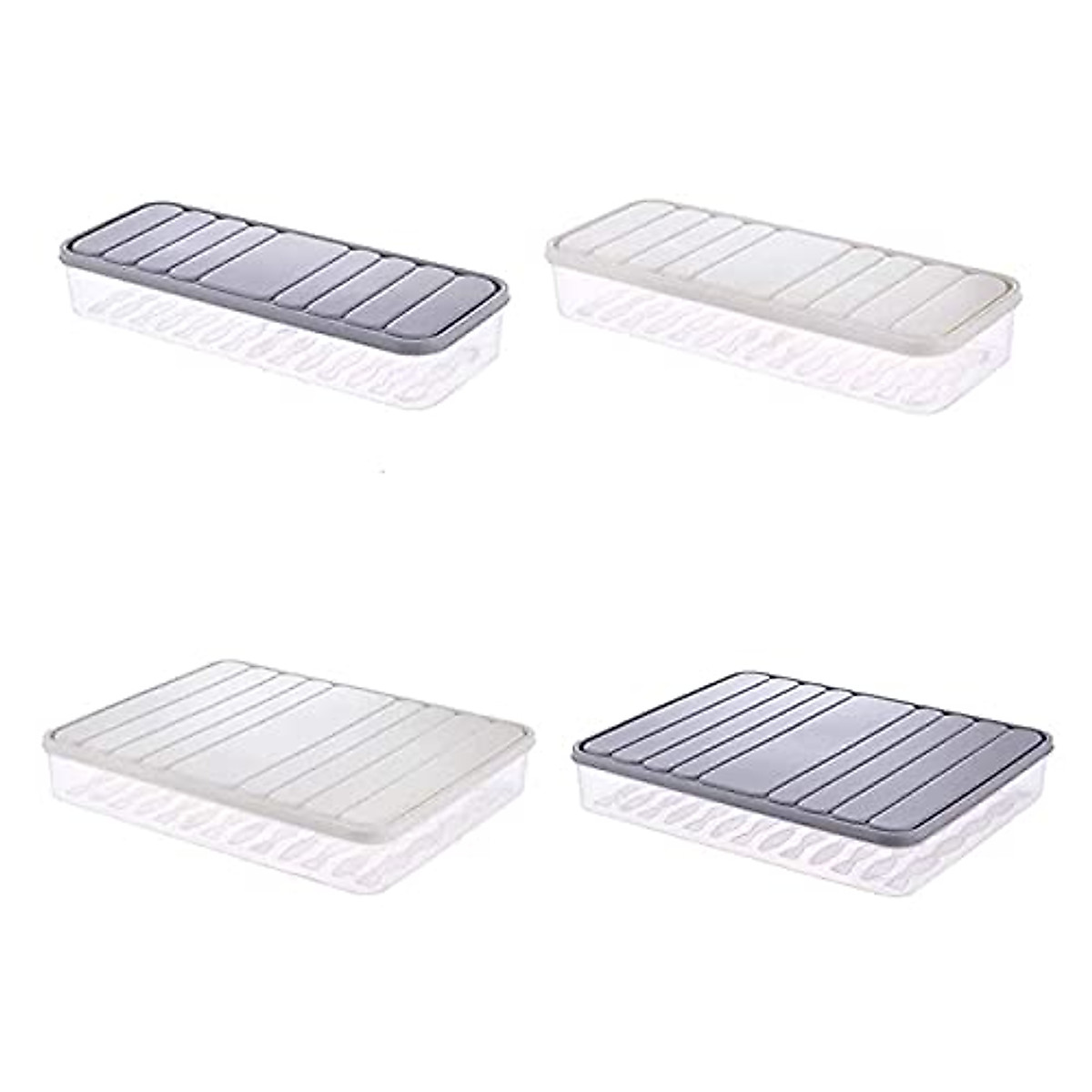 TIST Fridge Storage Container With Lid Stackable Food Organizer Bins Food Fresh Keeping Egg Fish Storage Box ( Color : S White )