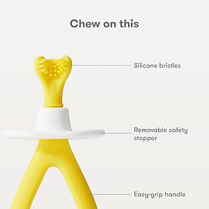 Frida Baby Training Toothbrush | Baby Toothbrush for 6-18 Months, Easy-Grip Handle, Triple Angle Bristles