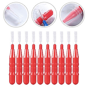 Healifty 50pcs Interdental Brushes Dental Floss Picks Toothbrush 3mm Oral Cleaner Personal Health Care Supplies for Kids Adults Red