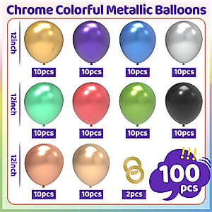 JOYYPOP Metallic Gold Balloons 100 Pcs 12 inch Chrome Gold Latex Balloons for Graduation Birthday Wedding Baby Shower Decorations