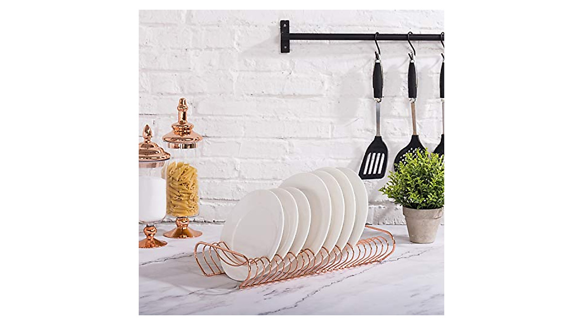 Rose Gold Dinner Plate Rack Organizer | MyGift