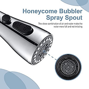 BANGPU Pull Out Faucet Sprayer Head Replacement 3 Function Kitchen Bathroom Sink Facuets Spray Nozzle Part Pull Down Spray Head for Kitchen Sink Faucets, Chrome Polished