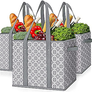 WISELIFE Reusable Grocery Bags [3 Pack],Large Grocery Tote Bag Water Resistant Shopping Bags Foldable Grocery Bag for Clothes,Toys,Shoes and Picnic