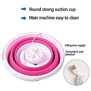 Owill Portable Washing Machine, Personal Portable Ultrasonic Washer with Foldable Tub and USB Cable, Children's Laundry, Mini Laundry for Camping Dorms Business Trip College Rooms (Pink)