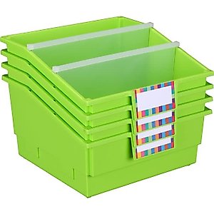 Really Good Stuff 4-Pack Single-Color Picture Book Classroom Library Bins™ with Dividers
