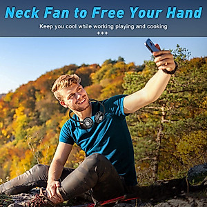 5000mAh Neck Fans Portable Rechargeable Prime, Battery Operated Neck Fan for Women, Lasts 26 Hours, Fast Charge, 6 Speeds Hand Free Fan, Personal Cooling Fan, Wearable Fan for Sports Travel Camping