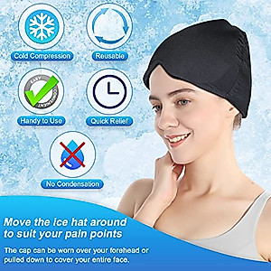 ComfiTECH Migraine Ice Head Wrap, Headache Relief Hat for Migraine Cap for Tension Puffy Eyes Migraine Relief Cap for Sinus Headache and Stress Relief Cold Compress (Medium Black)