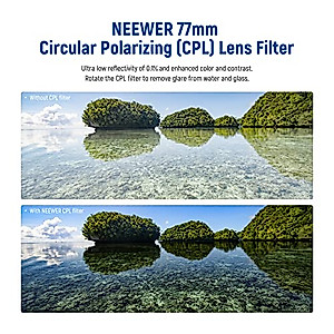 NEEWER 77mm Polarizer Filter 30 Layer Multi Resistant Nano Coated Circular Polarizing Filter(CPL) with HD Optical Glass/Ultra Slim Frame, Reduce Glare/Enhance Contrast/Reduce Reflection