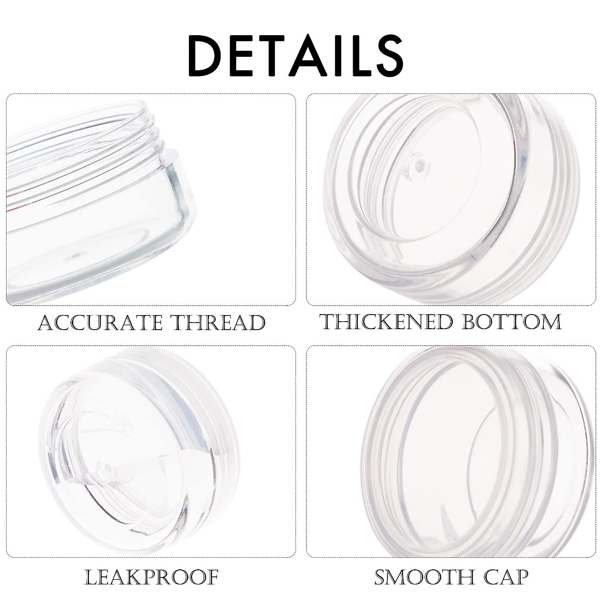 10 Pieces Small Travel Containers, 3/5/10/15/20 Gram Size Travel Jars, Cosmetic Travel Size Containers for Lotions and Creams, Plastic Sample Containers Jars with 12pcs Labels, 2pcs Mini Spatula