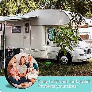 Custom Tire Cover Personalized Jeep Spare Tire Cover Add Your Own Photo Text Logo Customized Waterproof Dust-Proof Universal Wheel Cover Protectors for Multi Cars SUV RV Trailer Trucks (15 Inch)