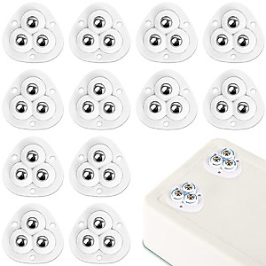 Mini Caster Wheels 12Pcs, NOVWANG Appliance Rollers Stainless Steel Triple Bead Self Adhesive Caster Wheels Sturdy Sticky Swivel Pulleys Universal Wheels for Kitchen, Box, Small Appliance Slider