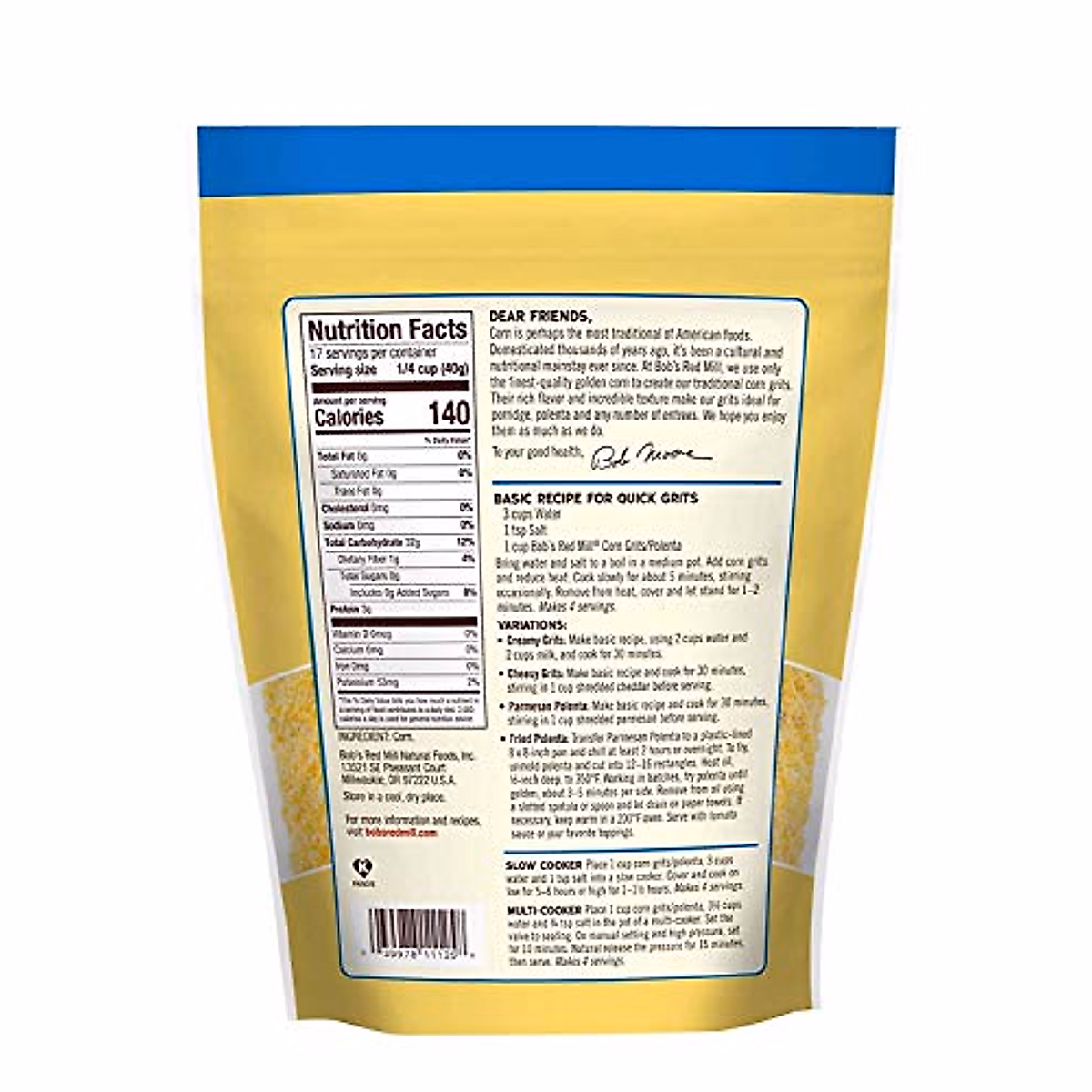 Bob's Red Mill Corn Grits, Polenta, 24 Ounce (Pack of 3)