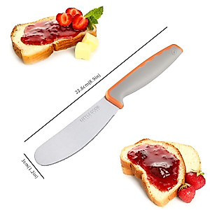 Butter Knife Spreader, Little Cook 4.7 Inch Sandwich Butter Spreader Knife, Stainless Steel Spreaders for Food with Serrated Edge , Great for Butter, Cheese, Peanut, Sandwhich, Jam, Dishwasher Safe