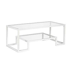Henn&Hart 45" Wide Rectangular Coffee Table in White, Modern coffee tables for living room, studio apartment essentials