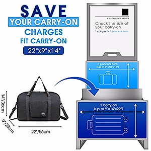 WANDF for Alaska Airlines 22&quot; Foldable Travel Duffle Bag for Travel Gym Sports Weekender Bag (22 inches (50 Liter), Dark Grey Denis 22&quot;)…