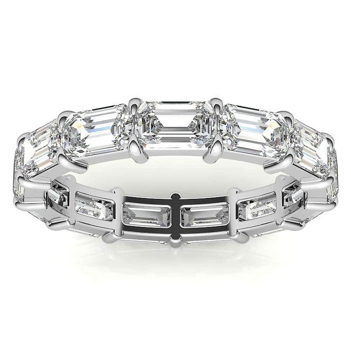 Love Band Moissanite Engagement Band for Women, Wedding Band 2.00 CT, Colorless, VVS1 Clarity Emerald Cut Moissanite Band in Sterling Silver, Promise Ring For Her (7)