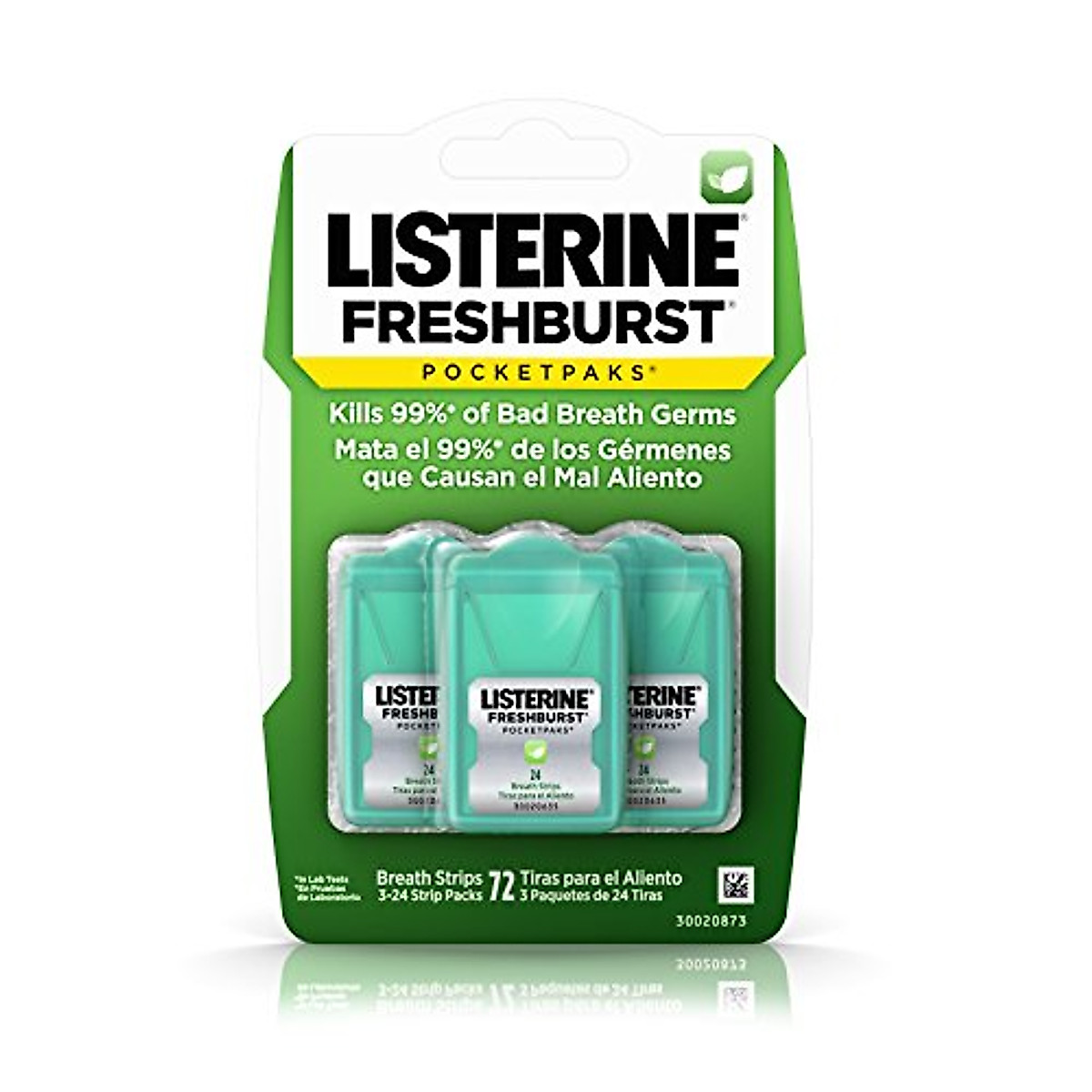 Listerine PocketPaks Breath Strips, Fresh Burst, 72 Count (Pack of 2)