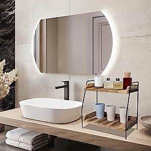 QUALLON Coffee Bar Accessories and Organizer, Coffee Station Organizer 2 Tier Bathroom Counter Organizer, Wood Coffee Tray, Bathroom Vanity Organizer, Countertop Shelf for Kitchen, Coffee Lover