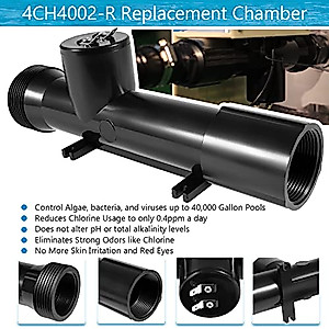 Upgraded 4CH4002-R Ionizer Replacement Chamber & 460304 Ionizer Transformer Replacement Charging Cord Adapter with Transformer for Hybrid Pool Treatment System
