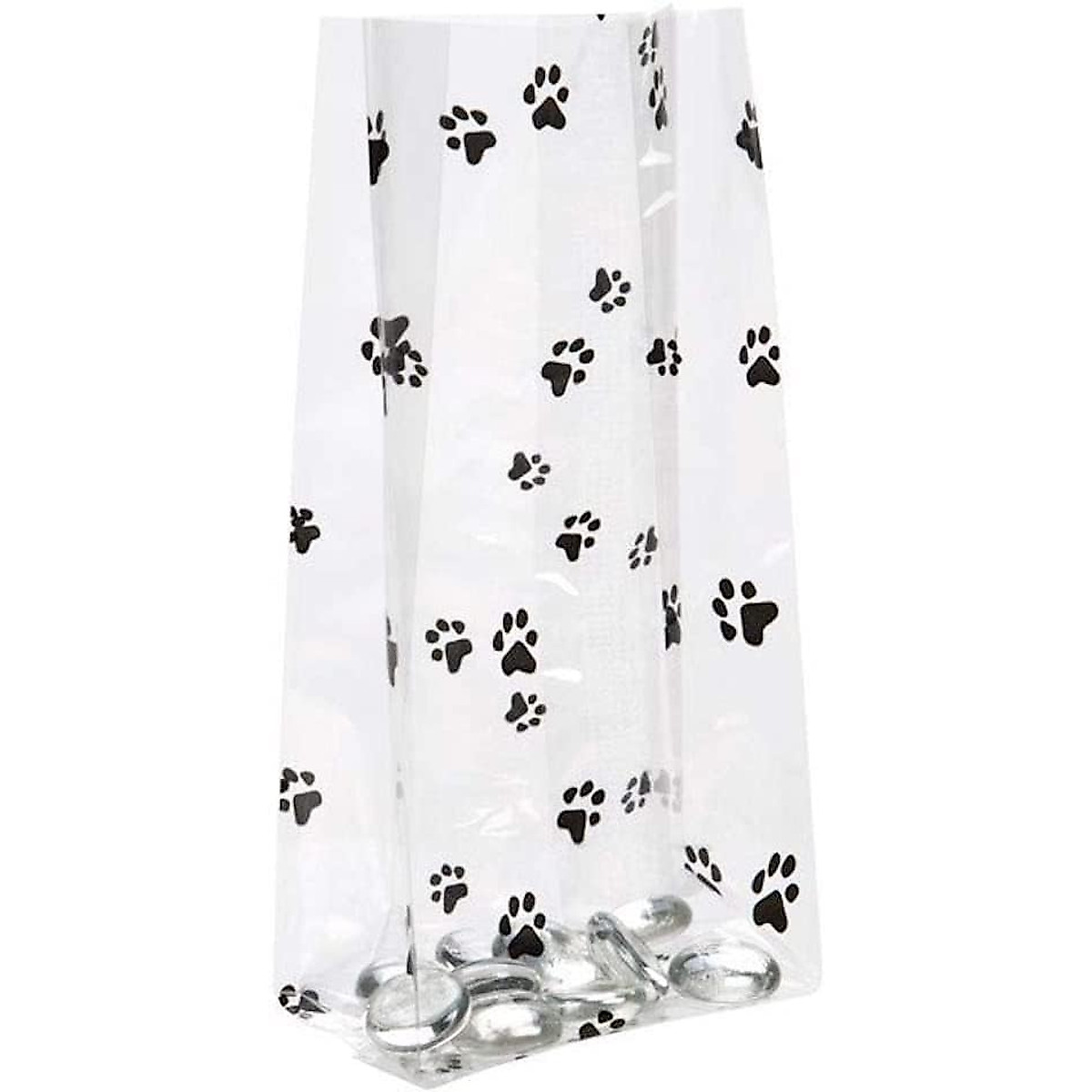 A1BakerySupplies® 25 Pack Paw Print Design Printed Cellophane Bags 4 In X 2 In X 9 In