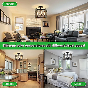 BrightHome Farmhouse Rustic Light Fixture Ceiling Mount, Semi Flush Mount Ceiling Light Fixture, 4-Light Black Industrial Retro Washed Ceiling Light for Kitchen Dining Room Bedroom Hallway Bathroom