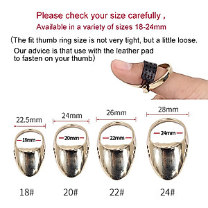 SOPOGER Archery Thumb Ring Handmade Brass Thumb Draw Release Finger Tab Bow Finger Guard Traditional Recurve Bow Hunting Finger Protector Shooting Ring Safety Accessories (20#)