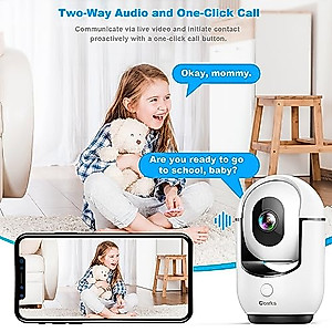 2K Pan/Tilt Security Camera, WiFi Indoor Camera for Home Security with AI Motion Detection, Baby/Pet Camera with Phone App, Color Night Vision, 2-Way Audio, 24/7, Siren, TF/Cloud Storage
