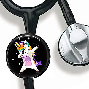 Funny Unicorn Stethoscope Tag Personalized,Nurse Doctor Stethoscope ID Tag Customized, Medical Stethoscope Name Tag with Writable Surface-Black