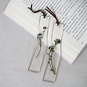 XINSHUN Epoxy Bookmark Dried Flower Resin Bookmark Pressed Flower Bookmark Transparent Acrylic Bookmark for Kids Woman Teacher Students Reading Planner Book Club Rose