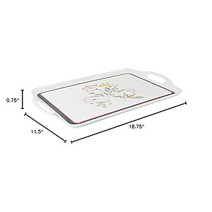 Reston Lloyd Melamine Serving/Ottoman, Rectangular Tray, Pink Trio