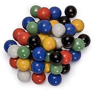 Yellow Mountain Imports 60 Pieces Chinese Checkers Glass Marbles Set with Solid Colors - 16 Millimeters