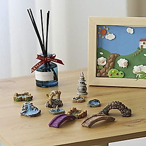 Miniature Fairy Garden Accessories Outdoor - 15 Pieces DIY Crafts Kit for Dollhouse Plants Bonsai Decoration, Pond Bridge Water Well Figurines Mini Lawn Garden Ornament for Micro Landscape Yard