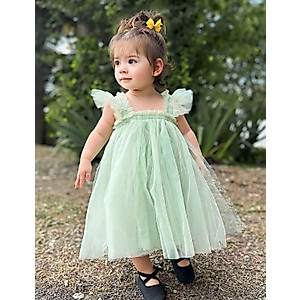 AGQT Baby Girls Tutu Dress Sleeveless Toddler Infant Tulle Tutu Dresses Birthday Party Flower Wedding Layered Lace Mini Layers Dress Light Green Size 4-5T
