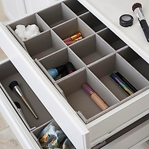 Household Essentials Grey 725-1 Deep Drawer Organizer Box for Storage | 12 in x 4 in x 3.13, Silver