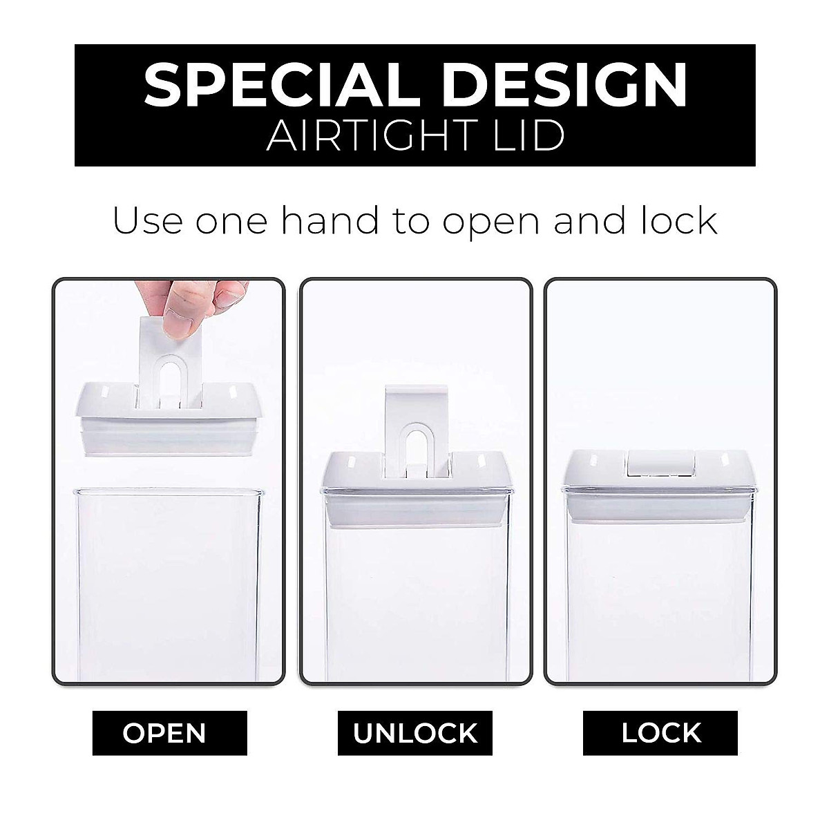 CINEYO 7 Pc's Airtight Food Storage Container & Mop and Broom Holder Wall Mount (Black)